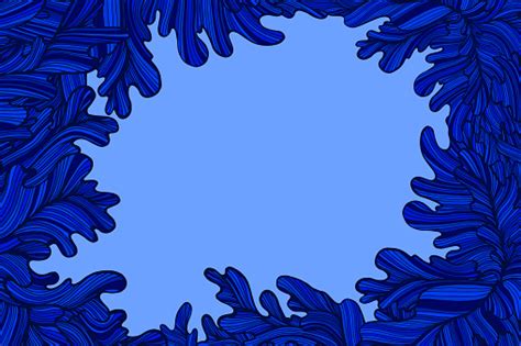 텍스트에 대한 장소와 다채로운 파란색 장식 파도 프레임 파도와 추상배경 낙서 스타일입니다 벡터 손으로 그린 그림입니다 0명에 대한 스톡 벡터 아트 및 기타 이미지 Istock