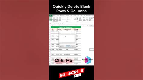 excel hack quickly delete blank rows and columns using go to special excel exceltips excelhacks