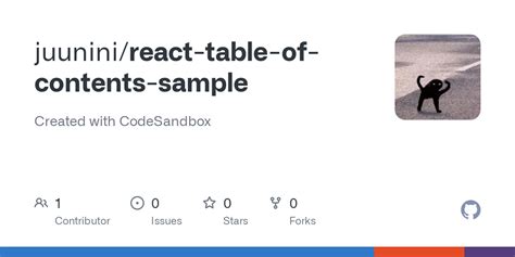 Github Juunini React Table Of Contents Sample Created With Codesandbox