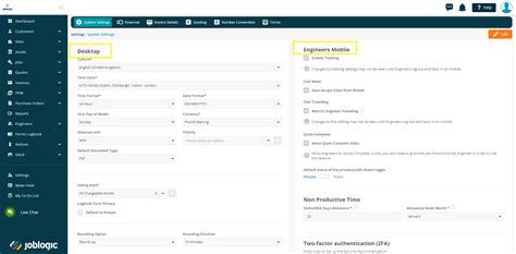 System Settings User Guide Support Joblogic