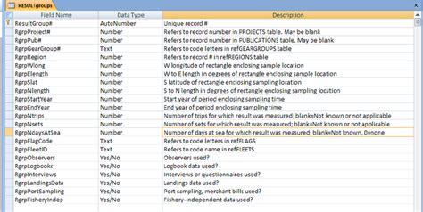 2 1 1 by catch database fields and data types of the resultgroups