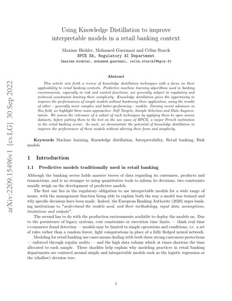 Pdf Using Knowledge Distillation To Improve Interpretable Models In A Retail Banking Context