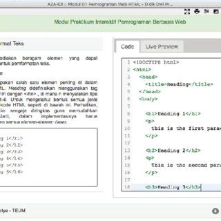 Live Editor To Support HTML Code Practice The Live Editor Feature Was Download Scientific