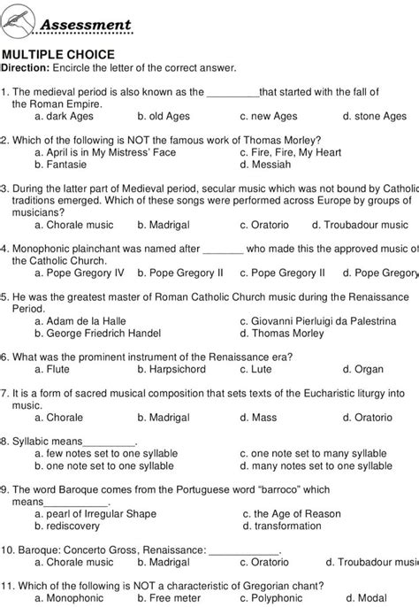 Assessment MULTIPLE CHOICE Direction Encircle StudyX