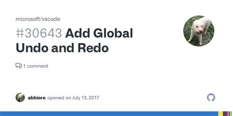 Add Global Undo And Redo Issue Microsoft Vscode GitHub