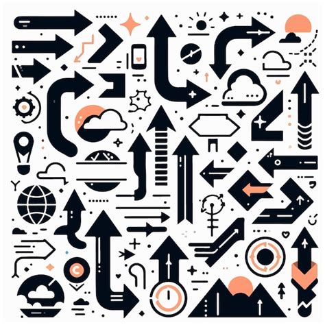 Premium Vector Big Vector Of Black Flat Arrows And Direction Pointers