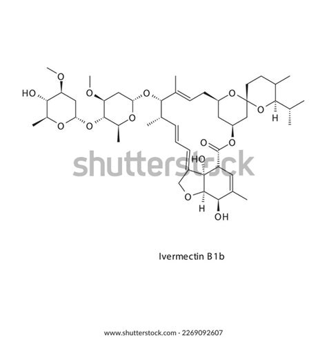 Ivermectin B1b Flat Skeletal Molecular Structure Stock Vector Royalty