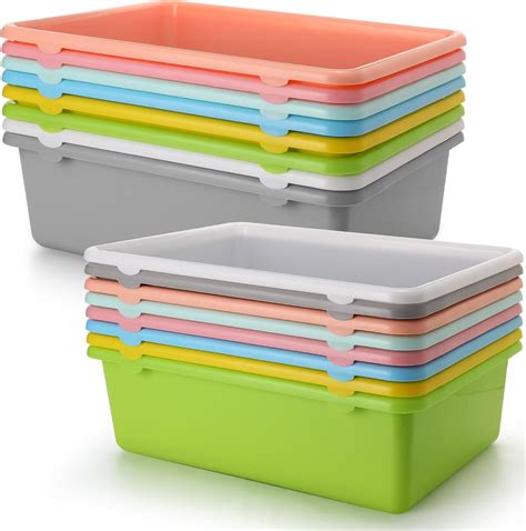Dandat 16 Pcs Cubby Bins Books Bins For Classroom Plastic Toys Bins Multi Purpose Storage Tubs 8