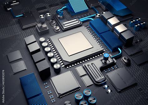 Technology Background Modern CPU On A Motherbaord For Mobile And Computere Devices D