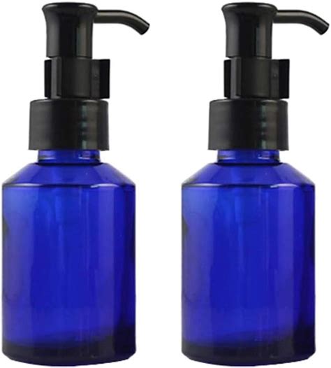 Vivaplex 4 Large 8 Oz Empty Cobalt Blue Glass Bottles With Black Lotion Pumps
