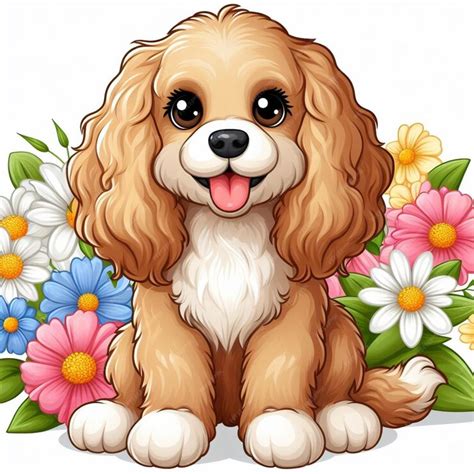 Premium Vector Cute Cockapoo Dog Vector Cartoon Illustration