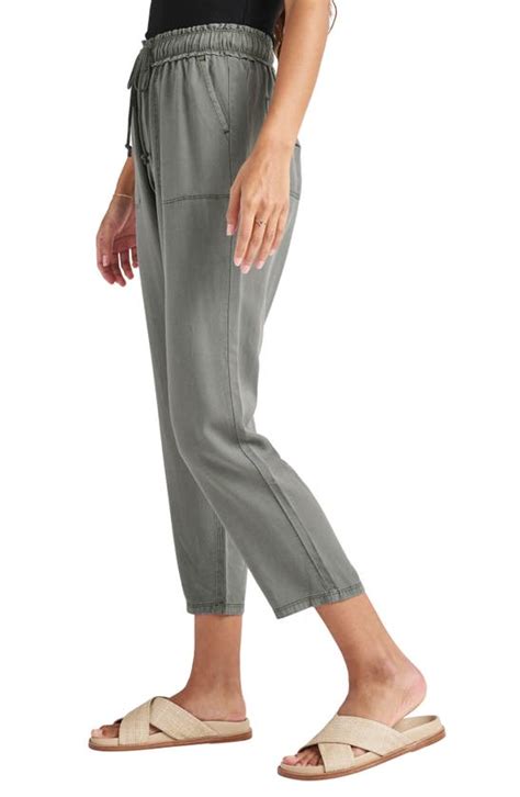Splendid Naomi Tie Waist Ankle Pants In Vintage Olive Branch Modesens