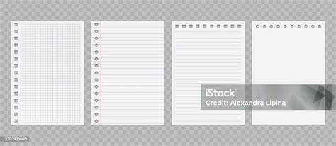 찢어지고 줄이 그어지고 네모난 종이 세트입니다 가장자리가 거친 공책에서 찢어진 종이 스티커 메모와 배너 포스터 게시물에 대한 노트북 페이지의 벡터 그림 줄 친 종이에 대한