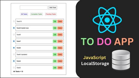 build a dynamic react to do app with local storage usestate
