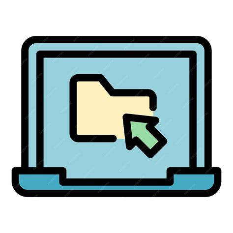 premium vector laptop folder icon outline vector computer document internet file color flat