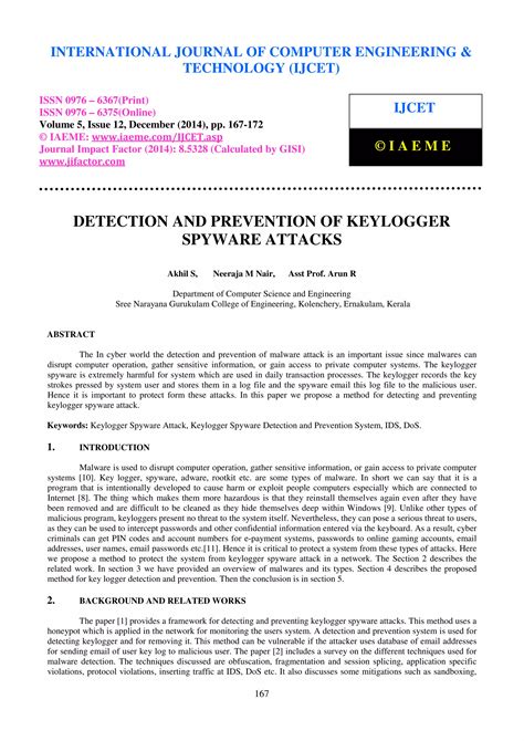 Detection And Prevention Of Keylogger Spyware Attacks Pdf