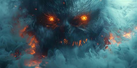 공포 테마의 수염과 박이는 눈을 가진 끔찍한 괴물 Vj 루프 애니메이션 콘셉트 공포 주제 스러운 괴물 Abstract Vj Loop Fangs Blinking Eyes