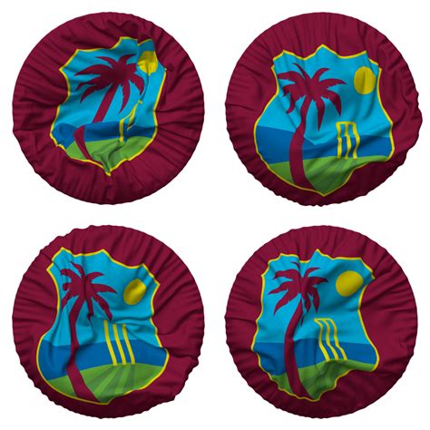 Cricket West Indies Cwi Flag In Round Shape Isolated With Four