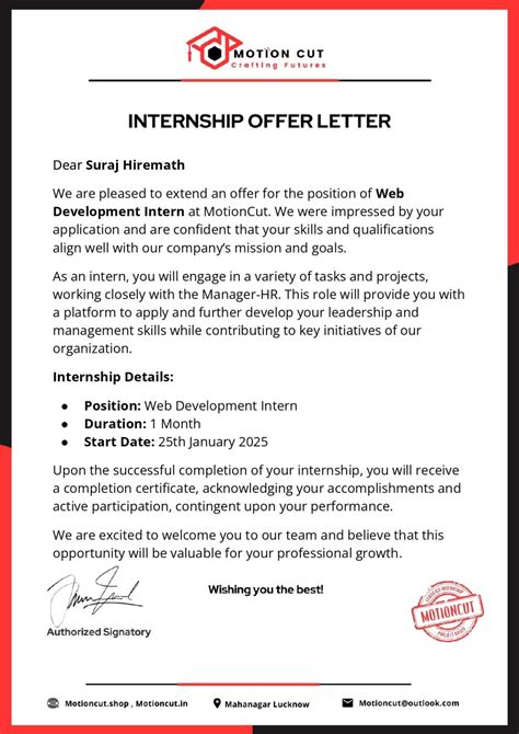 Suraj Hiremath On Linkedin Motioncut Internship Offerletter Aicte