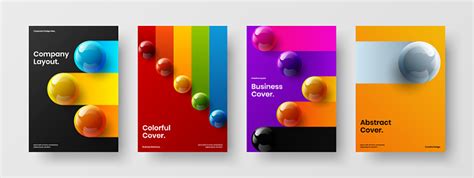 프리미엄 소책자 디자인 벡터 일러스트 컬렉션 간단한 3d 구 프리젠 테이션 템플릿 세트 A4 용지에 대한 스톡 벡터 아트 및