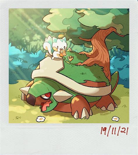 Teletelo Pachirisu Psyduck Torterra Nintendo Pokemon Highres D Artist Name Brown