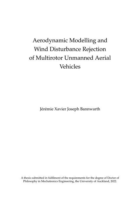 Pdf Aerodynamic Modelling And Wind Disturbance Rejection Of