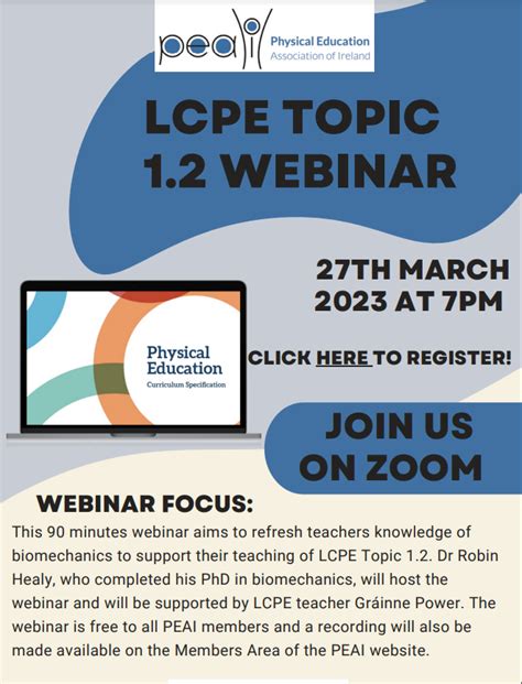 Lcpe Topic 1 2 Webinar For Peai Members Physical Education Association Of Ireland