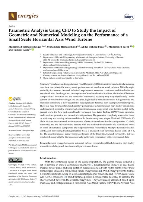 PDF Parametric Analysis Using CFD To Study The Impact Of Geometric And Numerical Modeling On