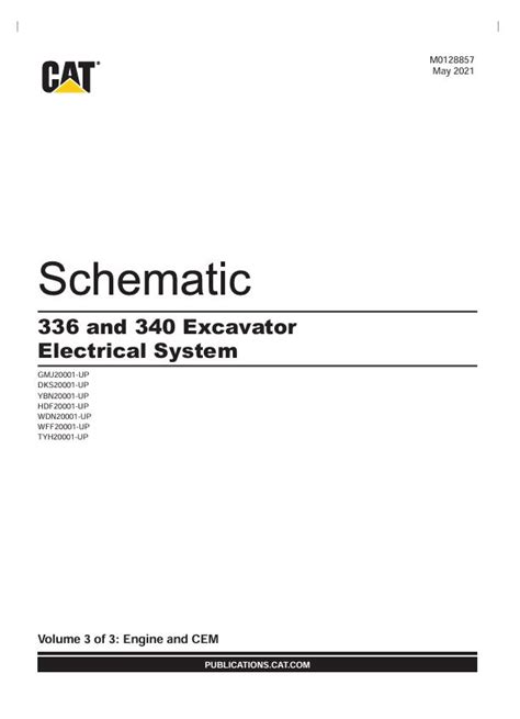 Schematic Caterpillar 336 And 340 Excavator Electrical System M0128857