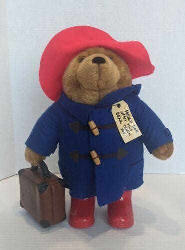 Rare Paddington Bear Plush With Rubber Rain Boots And Luggage From
