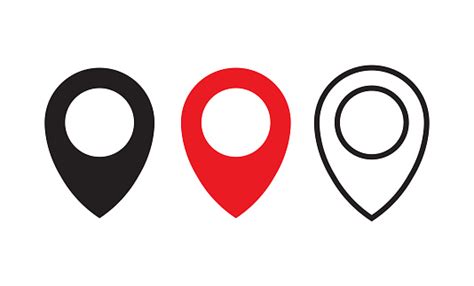Vetores De Vermelho Preto E Pinos De Mapas De Linha Vetor Do Ícone Do