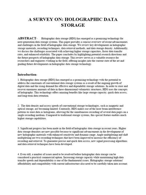 Holographic Data Storage Pdf Holography Computer Data Storage