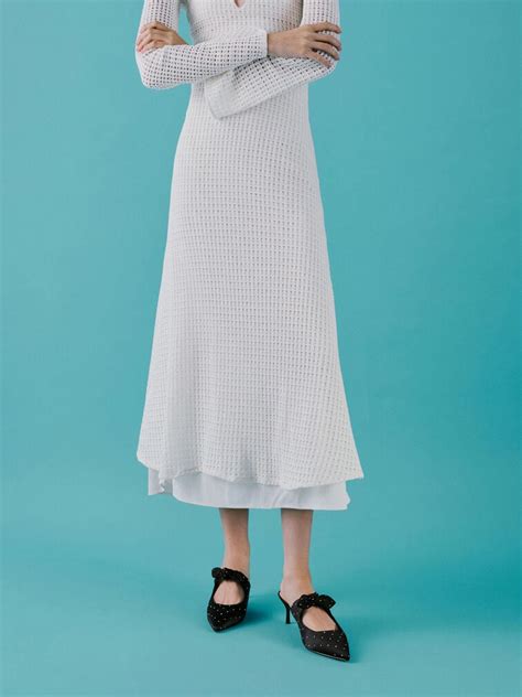 제이스 도트 노트 보우 키튼 힐 뮬 Black Textured 슈즈 찰스앤키스 코리아