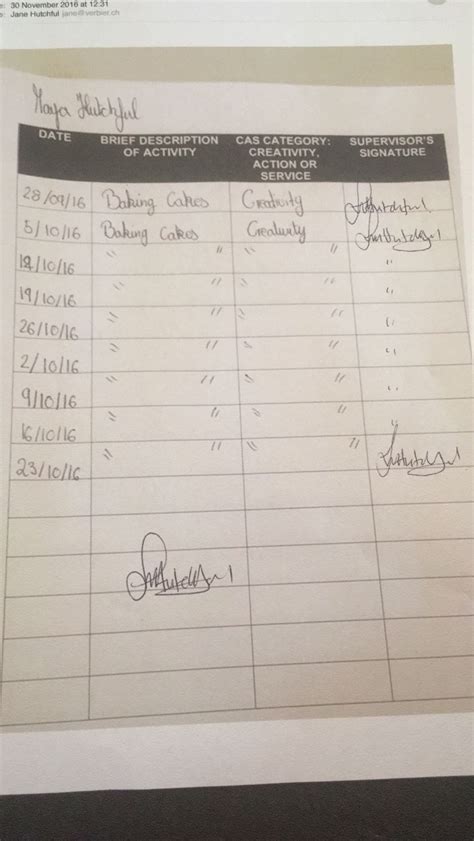 Maya S CAS Log Sheet