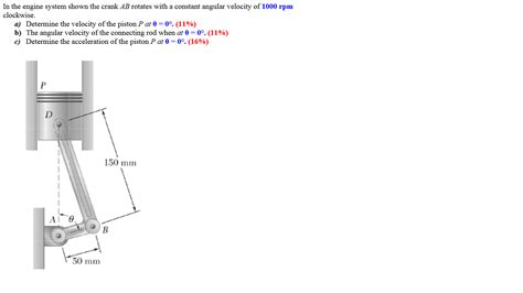 Solved In The Engine System Shown The Crank Ab Rotates With