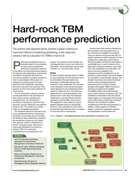 Hard Rock Tbm Performance Prediction Pdf Tunnel Prediction