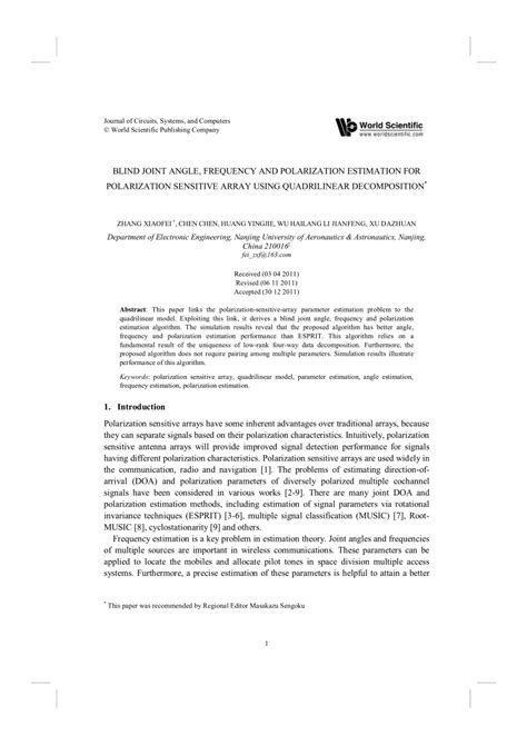 Pdf Blind Joint Angle Frequency And Polarization Estimation For Polarization Sensitive Array