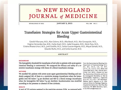Transfusion Targets In Acute Gi Bleed Ppt