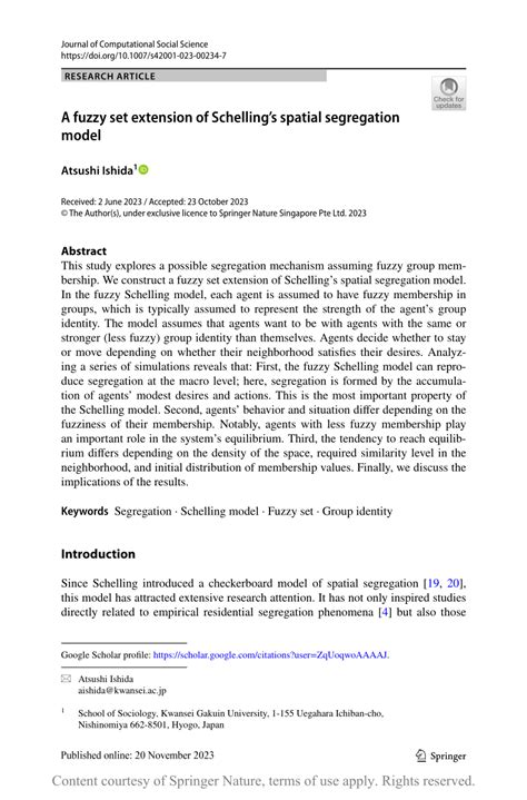 A Fuzzy Set Extension Of Schellings Spatial Segregation Model