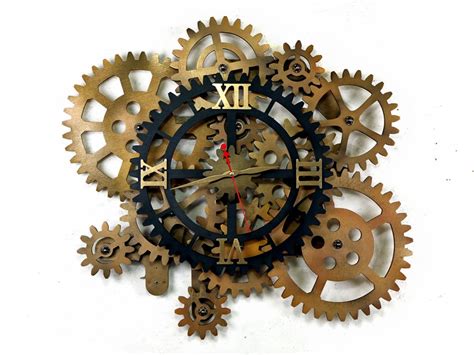 32 Rotating Gears Wall Clock Industrial Wall Clock Large Steampunk