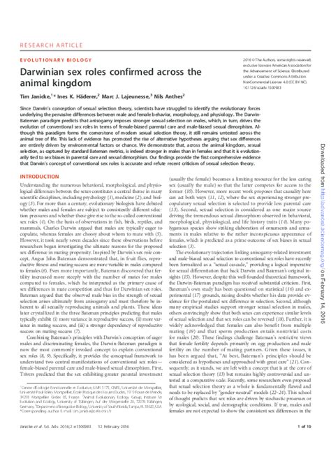 Darwinian Sex Roles Confirmed Across The Animal Kingdom