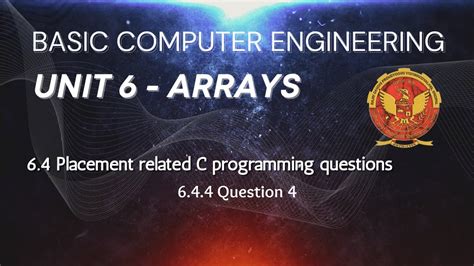 644 Question 4 Arrays Unit 6 Bt 205 C Programming Basic
