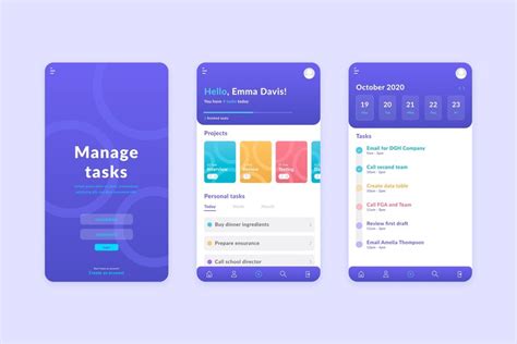 작업 관리 앱 개념 무료 벡터