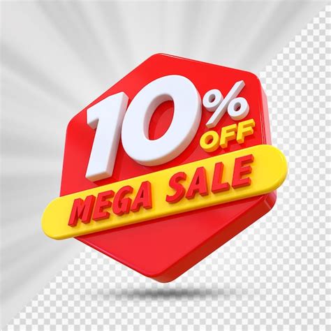 Premium Psd 10 Percent Mega Sale Off 3d Render