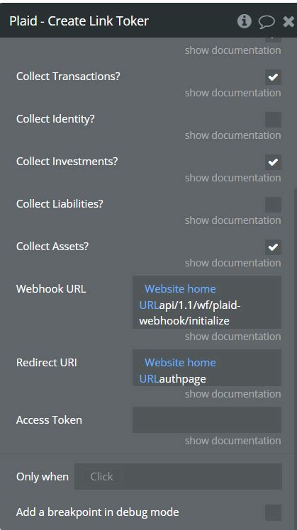 Plaid Plugin Error Create Link Token Error And Getting Error Of Unable To Parse The Type For