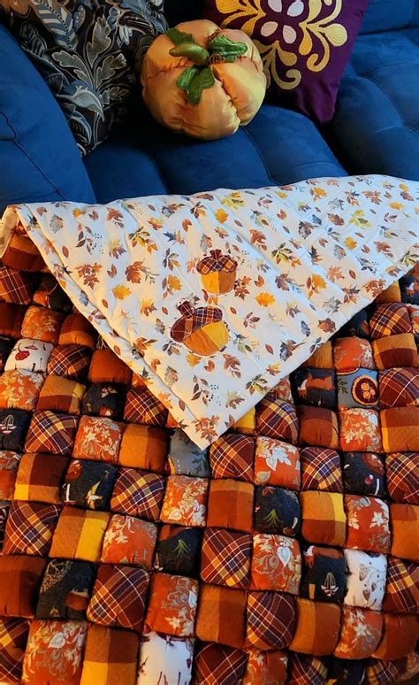 Fall Harvest Puff Quilt Quilting Halloween Quilts Patchwork Diy