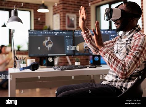Technician With Vr Glasses Developing Industrial Product On