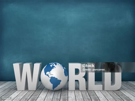 칠판 배경에 글로브 월드와 3d 워드 월드 3d 렌더링 3차원 형태에 대한 스톡 사진 및 기타 이미지 3차원 형태 가정의