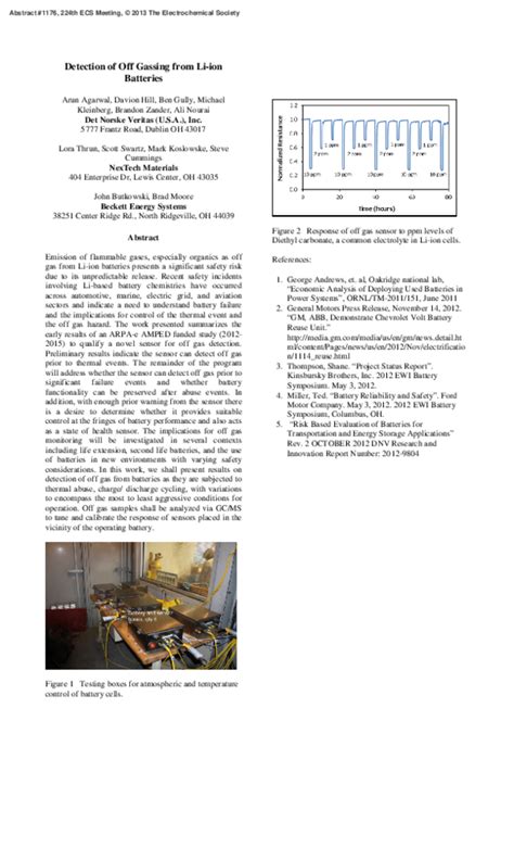 Pdf Detection Of Off Gassing From Li Ion Batteries