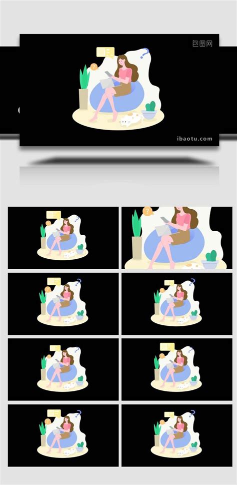 Flat Class Home Isolation Office Cartoon Mg Animation Video Aep